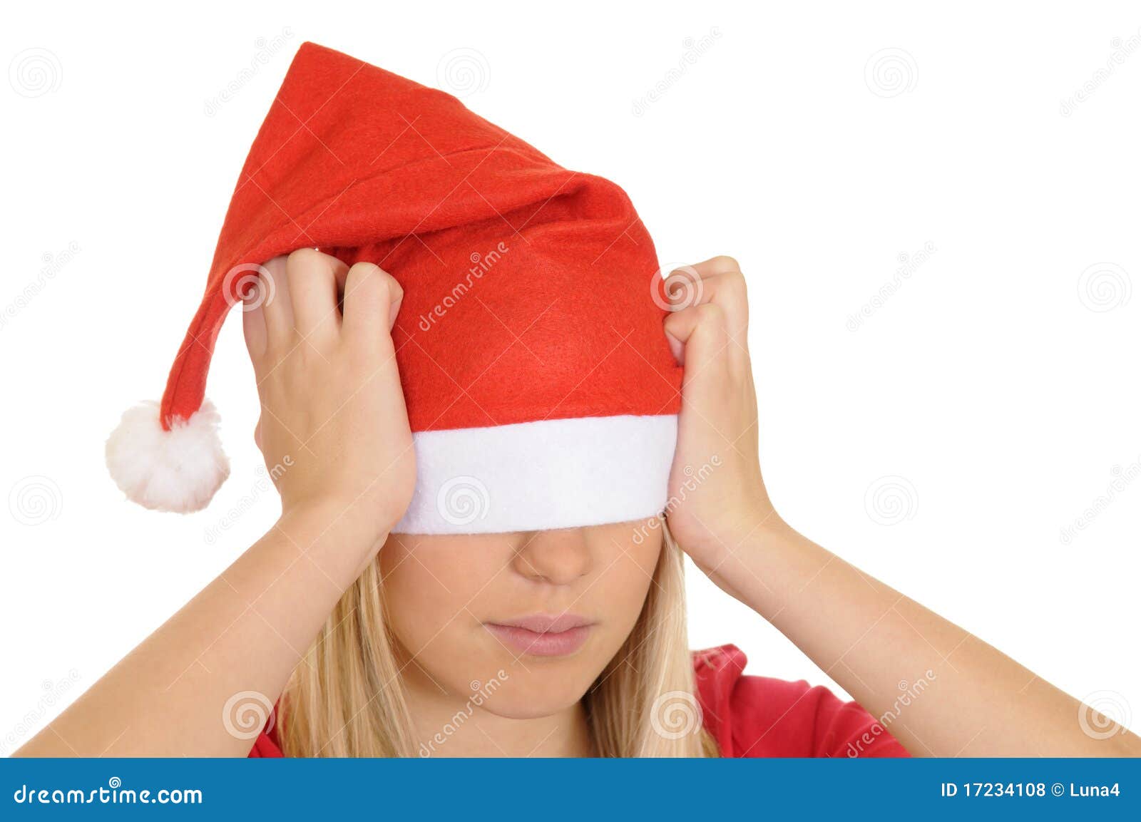 Stressed christmas girl stock photo. Image of nicholas - 17234108