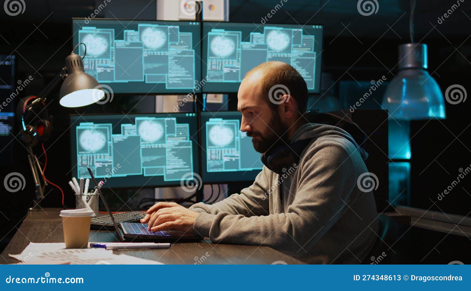Stressed It Coder Hacking Security System On Computer Stock Image Image Of Hood Night 274348613