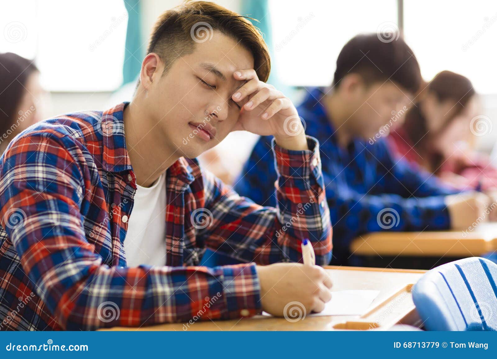 Stressed College Student for Exam Stock Image - Image of colleagues ...