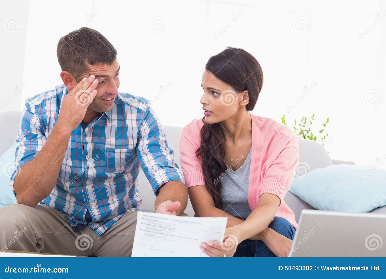 Stressed Couple Discussing Over Home Finances Stock Photo - Image of ...