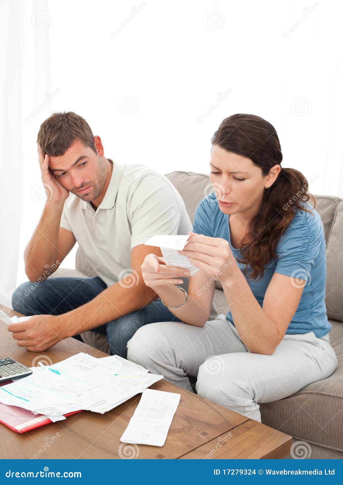 Stressed Couple Doing Their Accounts Stock Photo - Image of beautiful ...
