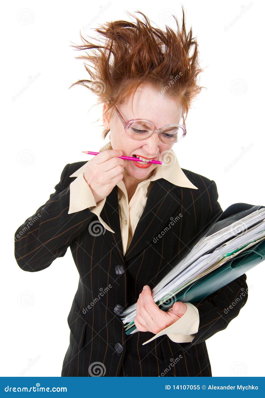 Stressed Crazy Businesswoman Stock Image - Image of office, white: 14107055