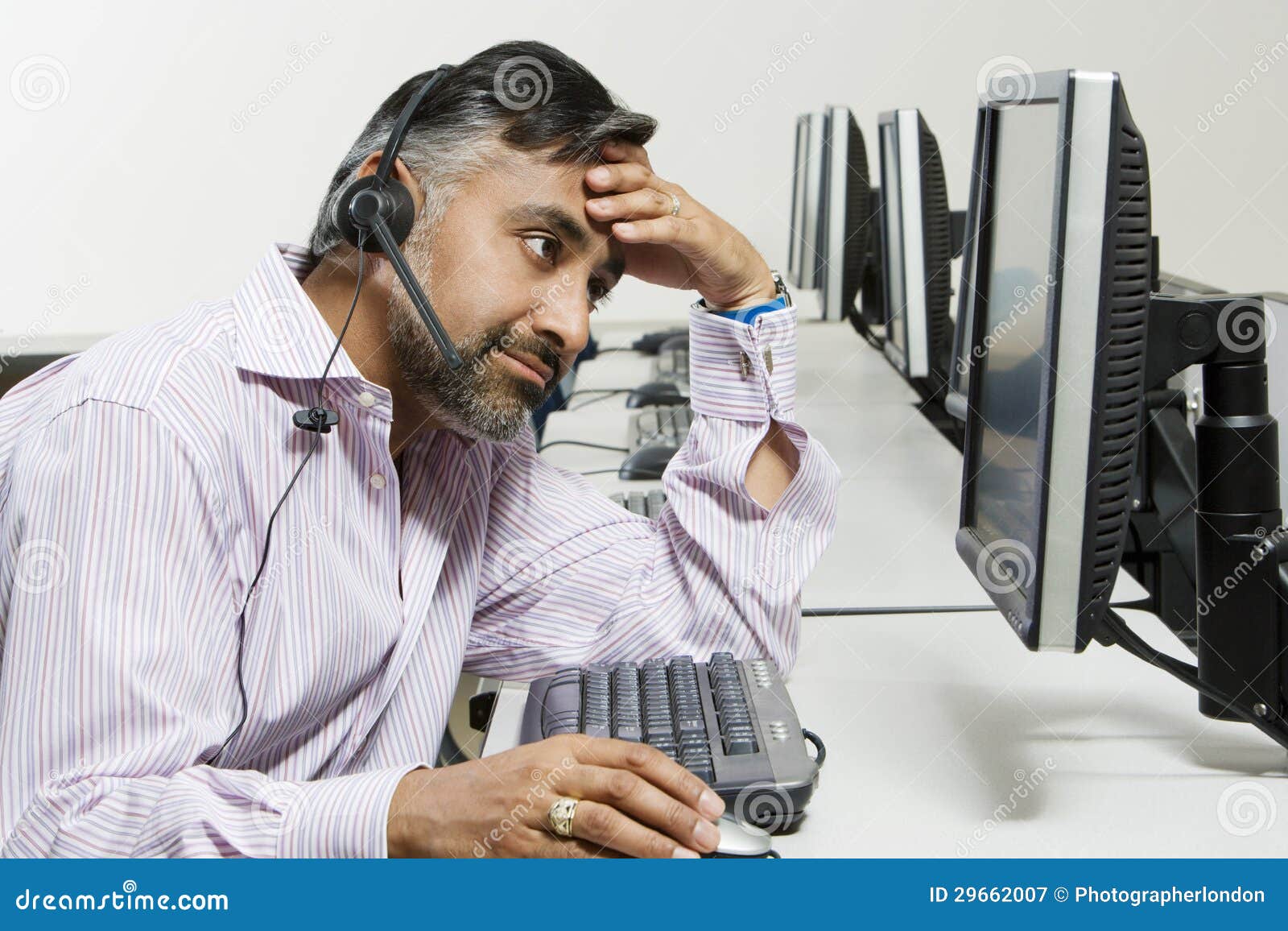 Stressed Customer Service Operator on Call Stock Image - Image of ...
