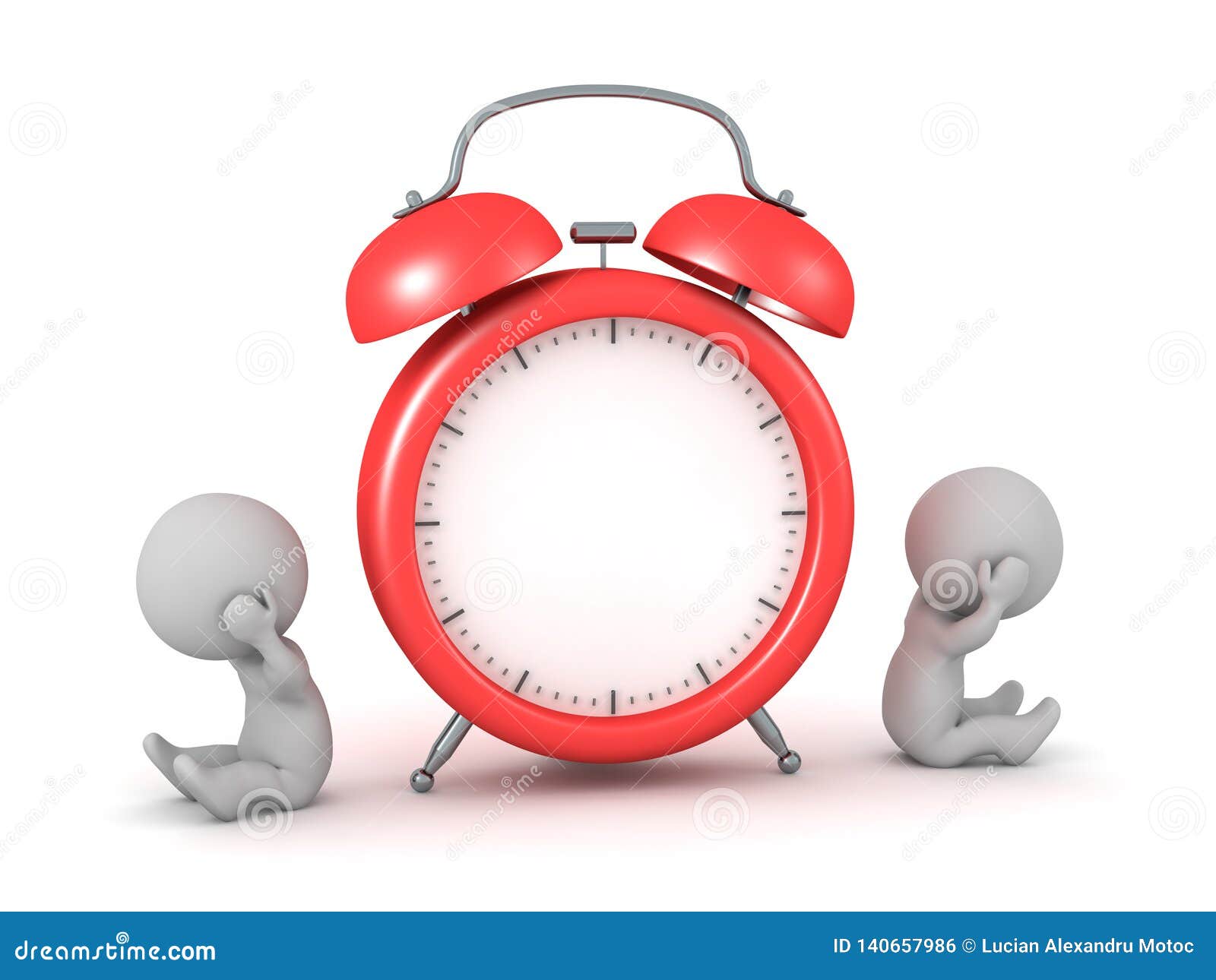 Stressed 3D Characters with Alarm Clock Stock Illustration ...