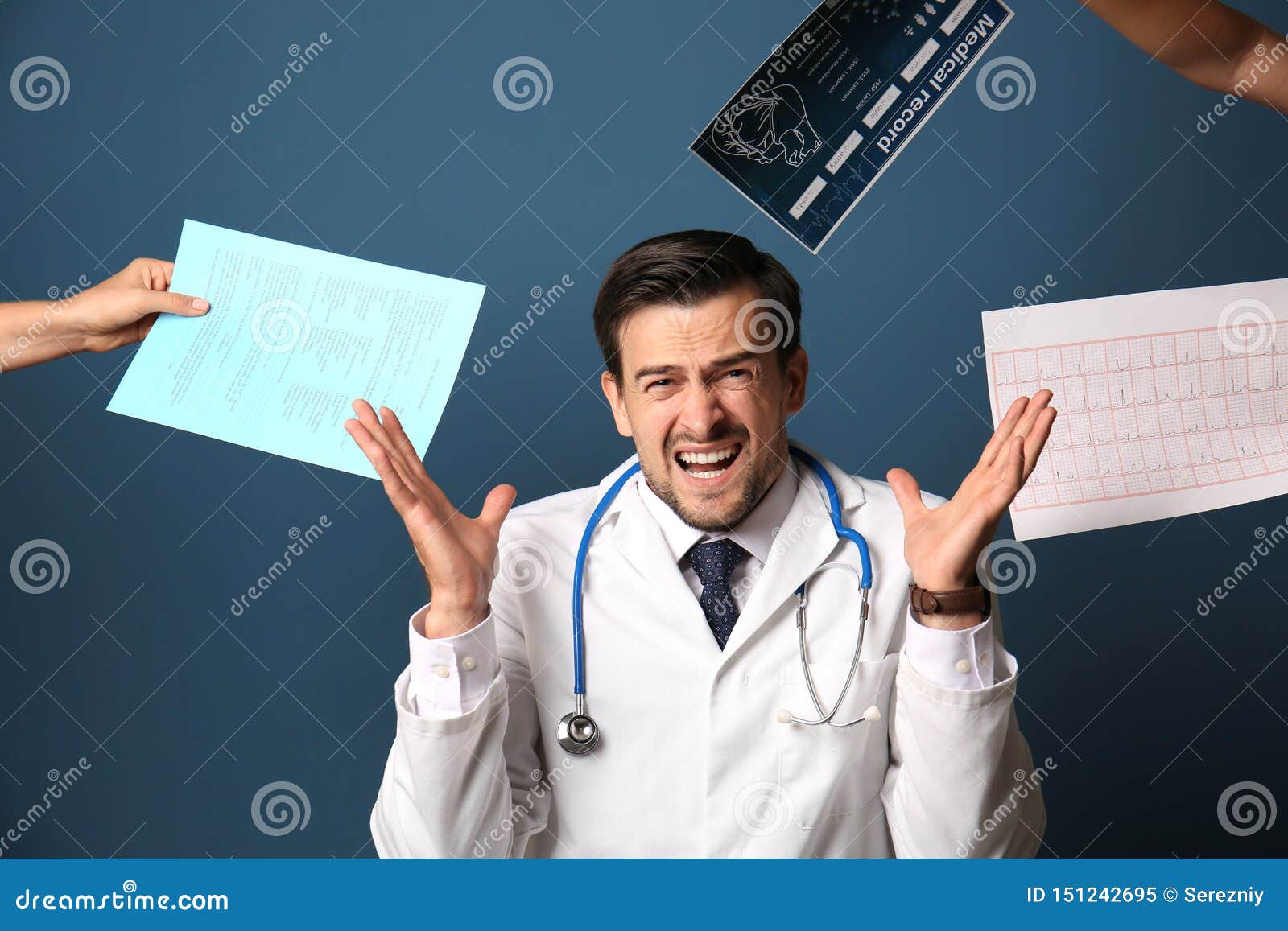Stressed Doctor On Color Background Royalty-Free Stock Photography ...