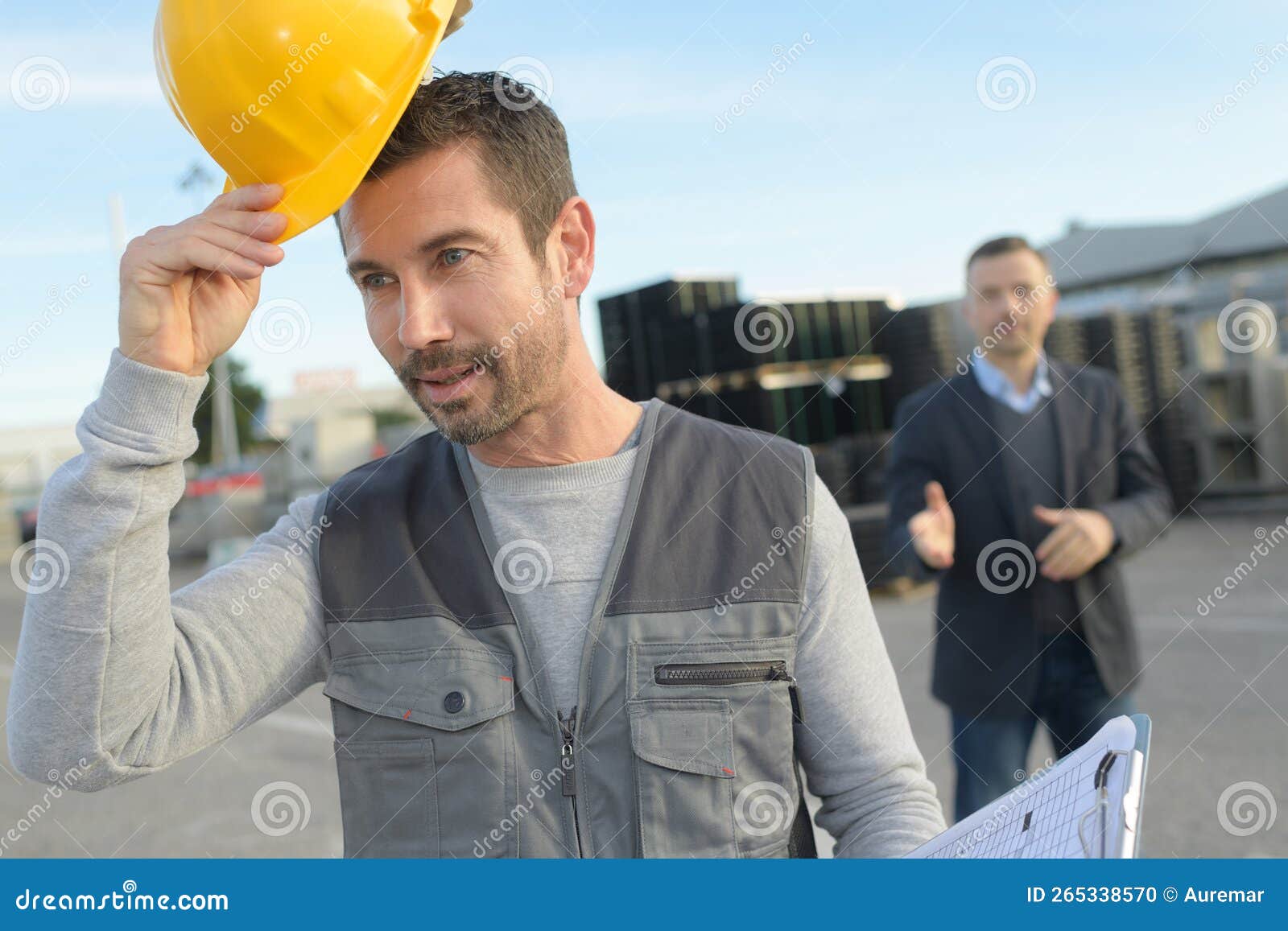 Stressed Engineer and Upset Builder Walking Away Stock Photo - Image of ...
