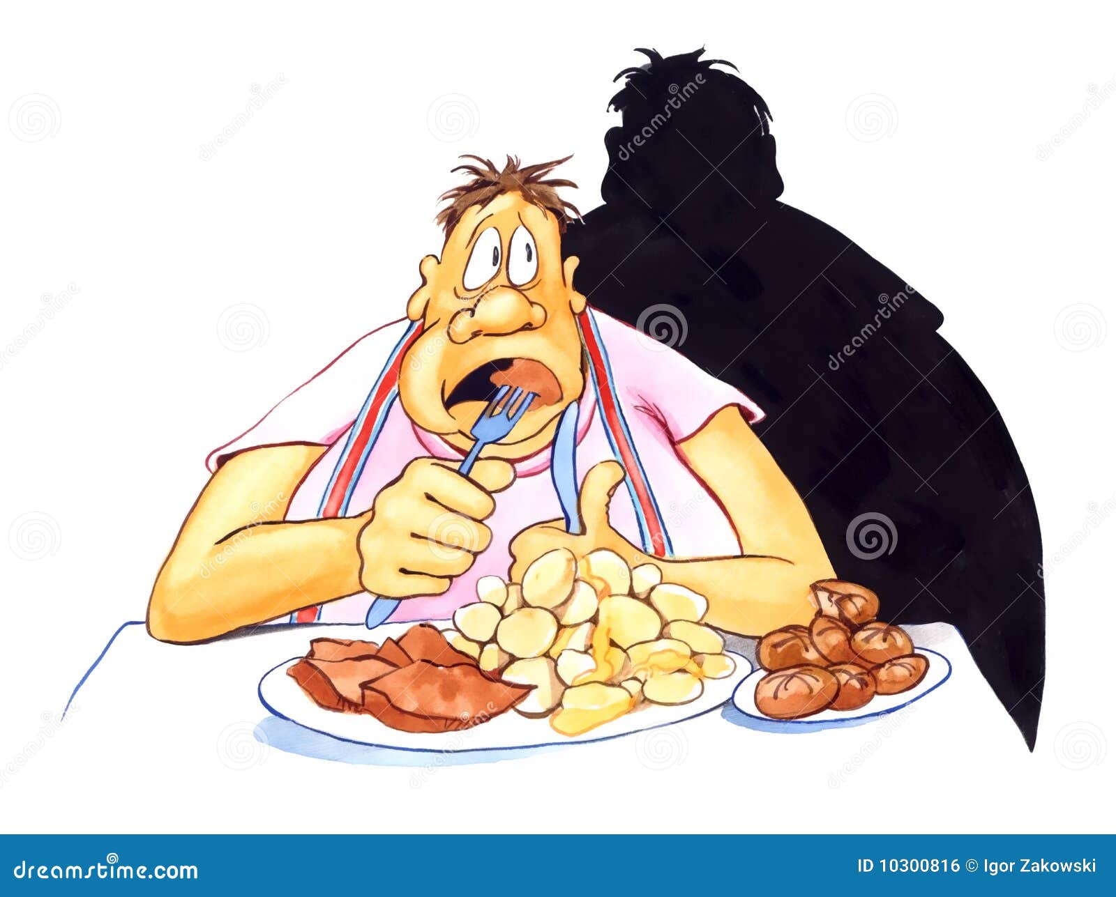 Fat Guy Eating Cartoon