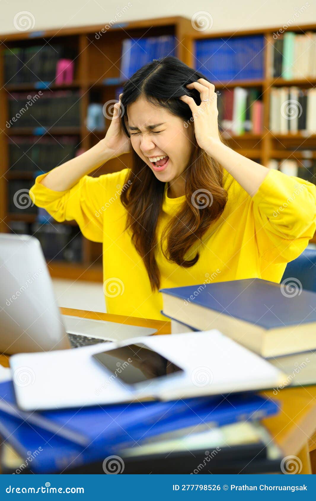 Stressed Female Student Sitting in Front of the Laptop, Having Serious ...