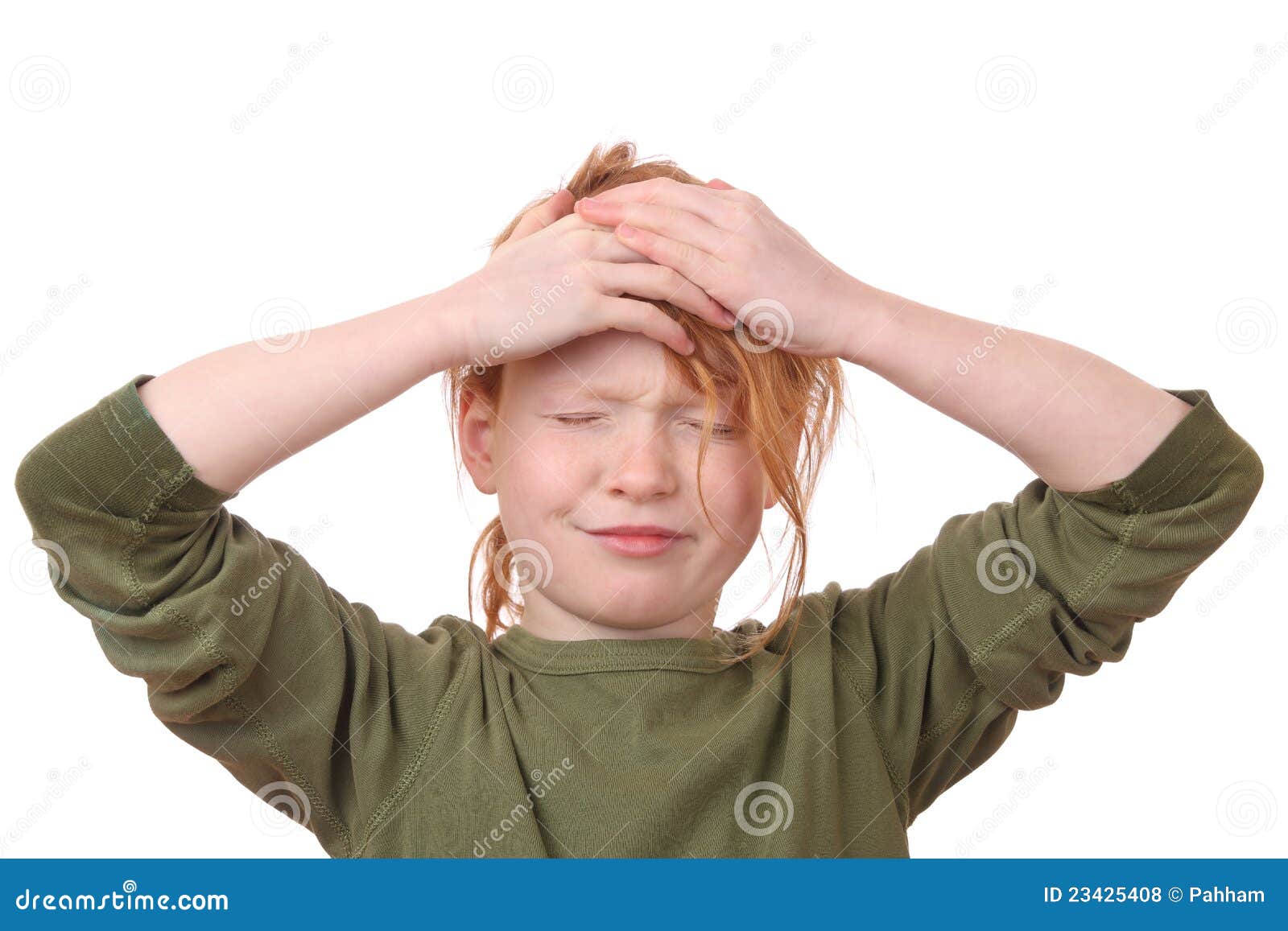 Stressed girl stock photo. Image of eyes, hand, looking - 23425408