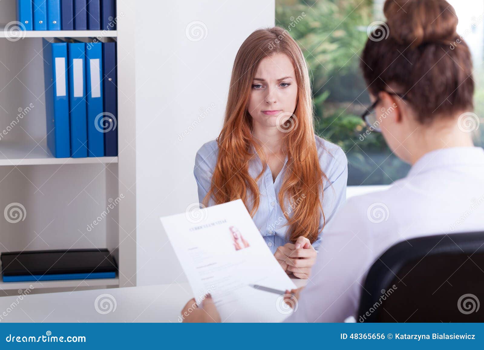 Stressed Girl on a Job Interview Stock Photo - Image of impatient ...
