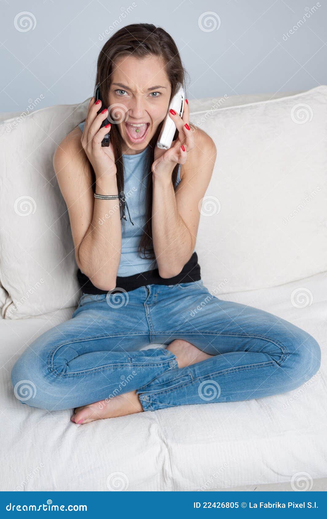 Stressed girl on the phone stock image. Image of mobile - 22426805