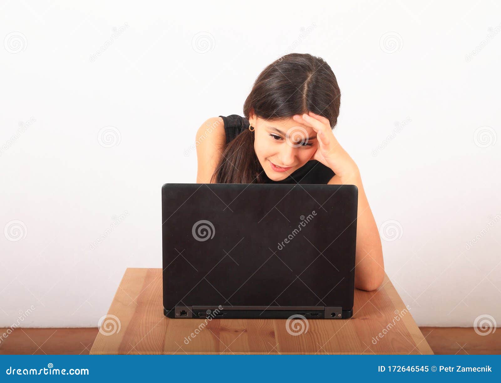 Stressed Girl Working on Computer Stock Image - Image of screen ...