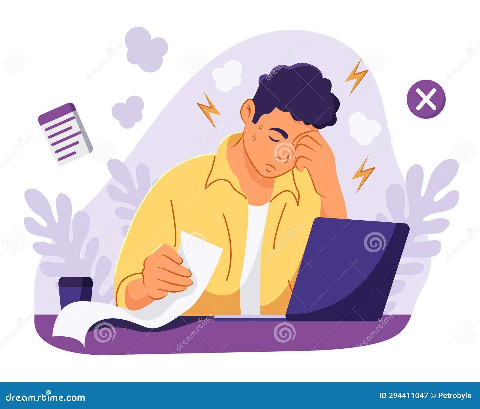 Overwork At Work Line Icon Concept. Overwork At Work Vector Linear ...