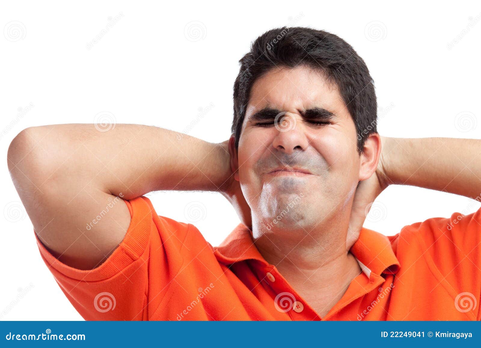 Stressed Hispanic Man Isolated on White Stock Image - Image of ...