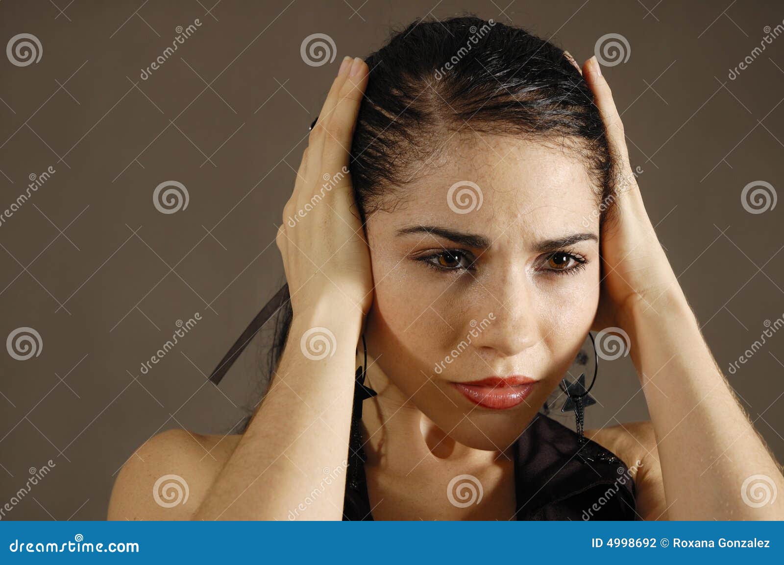 Stressed hispanic woman stock photo. Image of passionate - 4998692