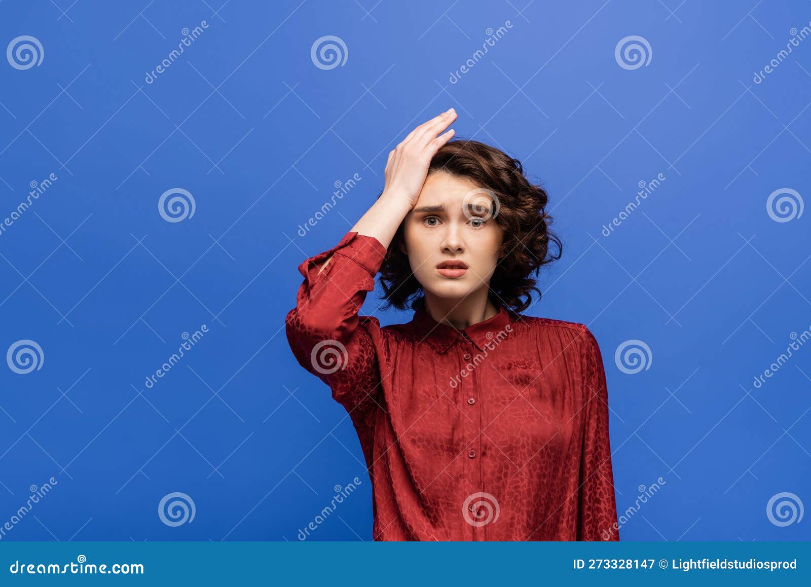 Stressed Language Teacher Touching Head while Stock Image - Image of ...
