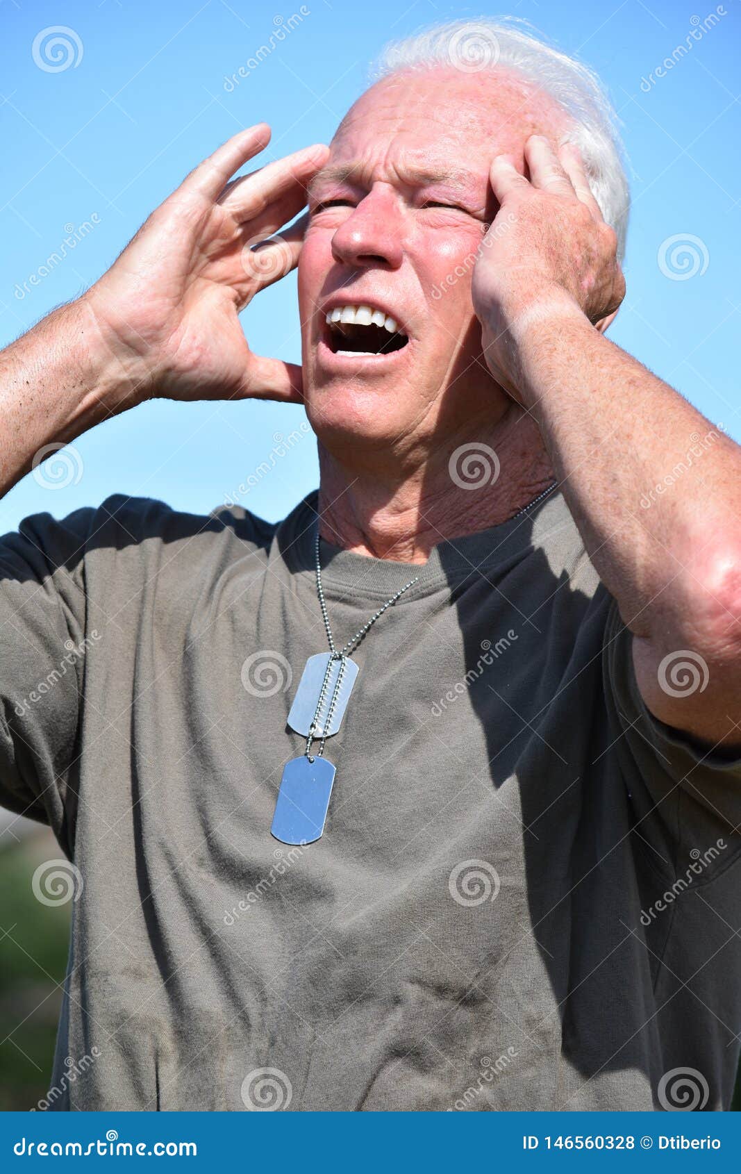 A Stressed Male Veteran stock photo. Image of male, nervousness - 146560328
