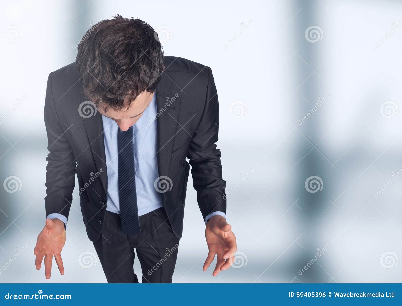 Stressed Man Against Blurred Background Stock Photo - Image of career ...