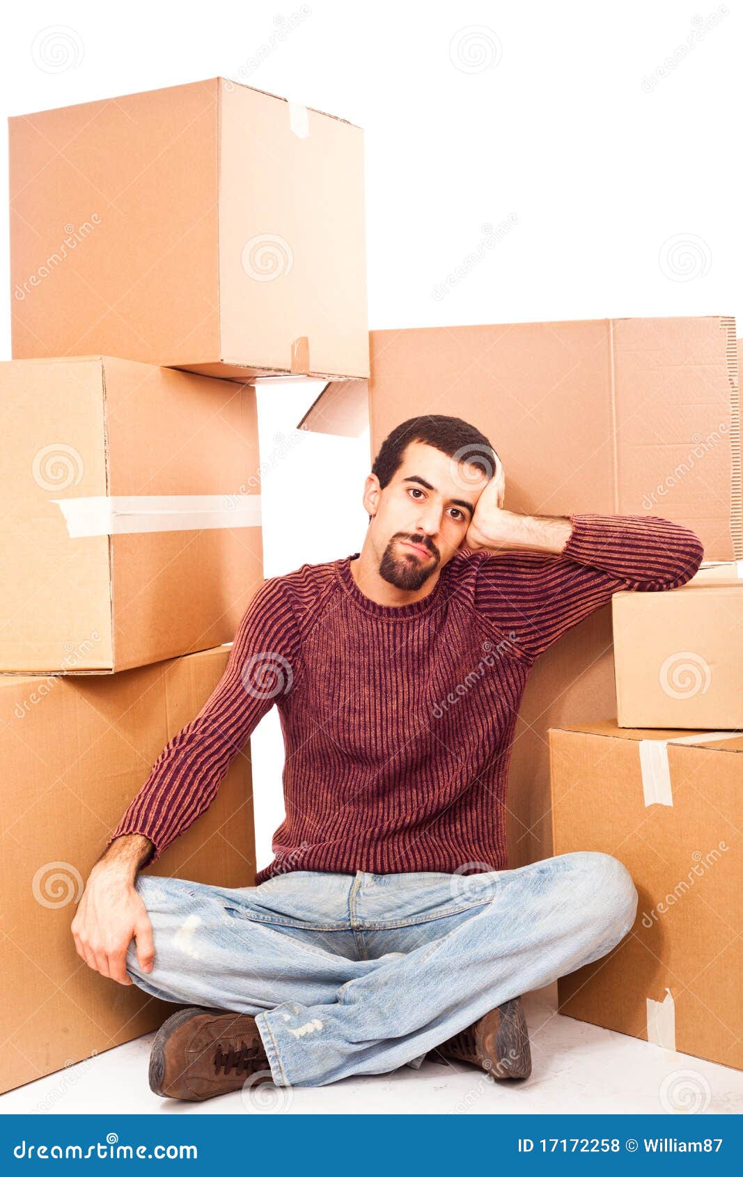 Stressed Man between Boxes stock photo. Image of contemporary - 17172258