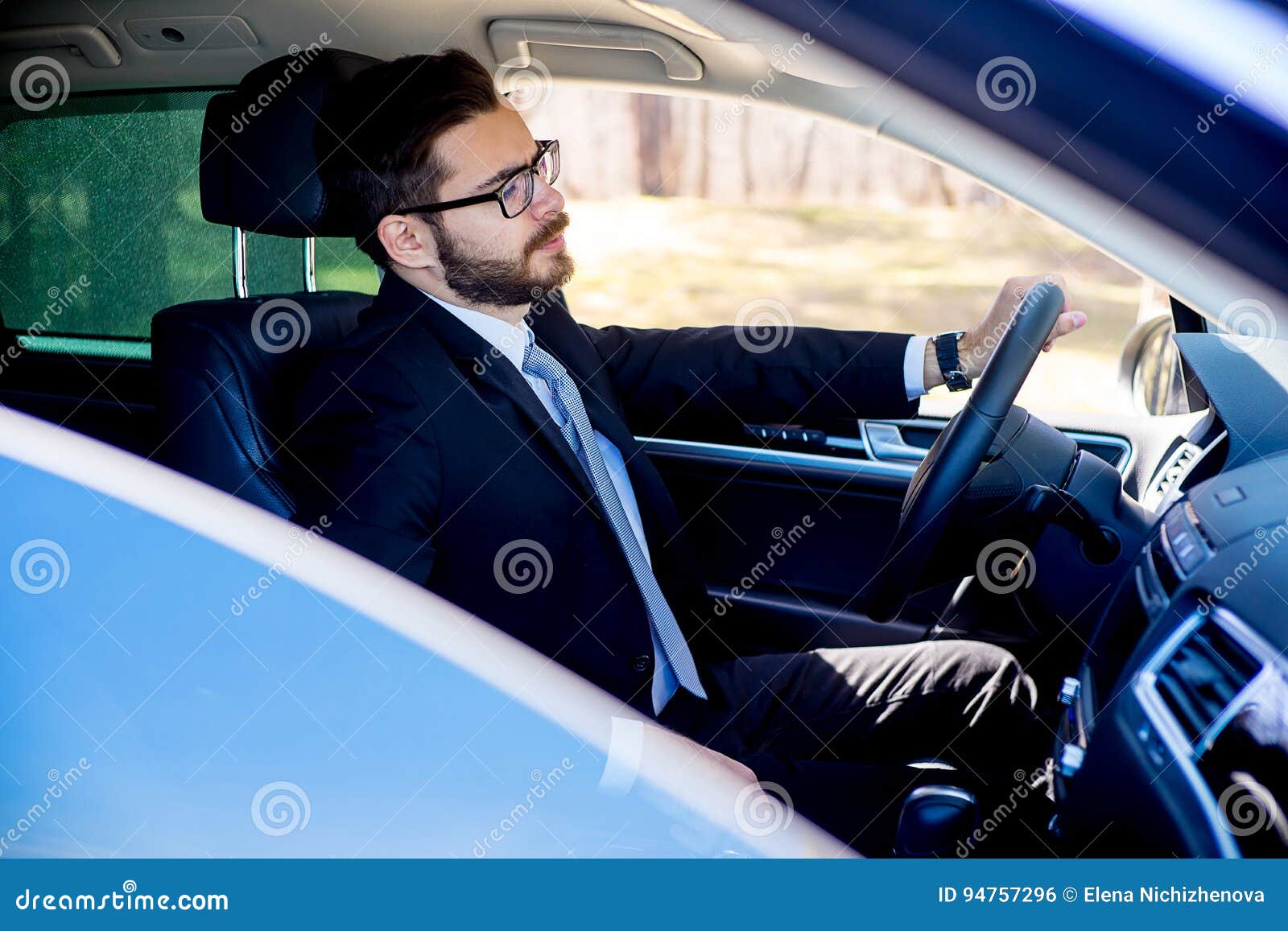 Stressed man in a car stock photo. Image of handsome - 94757296