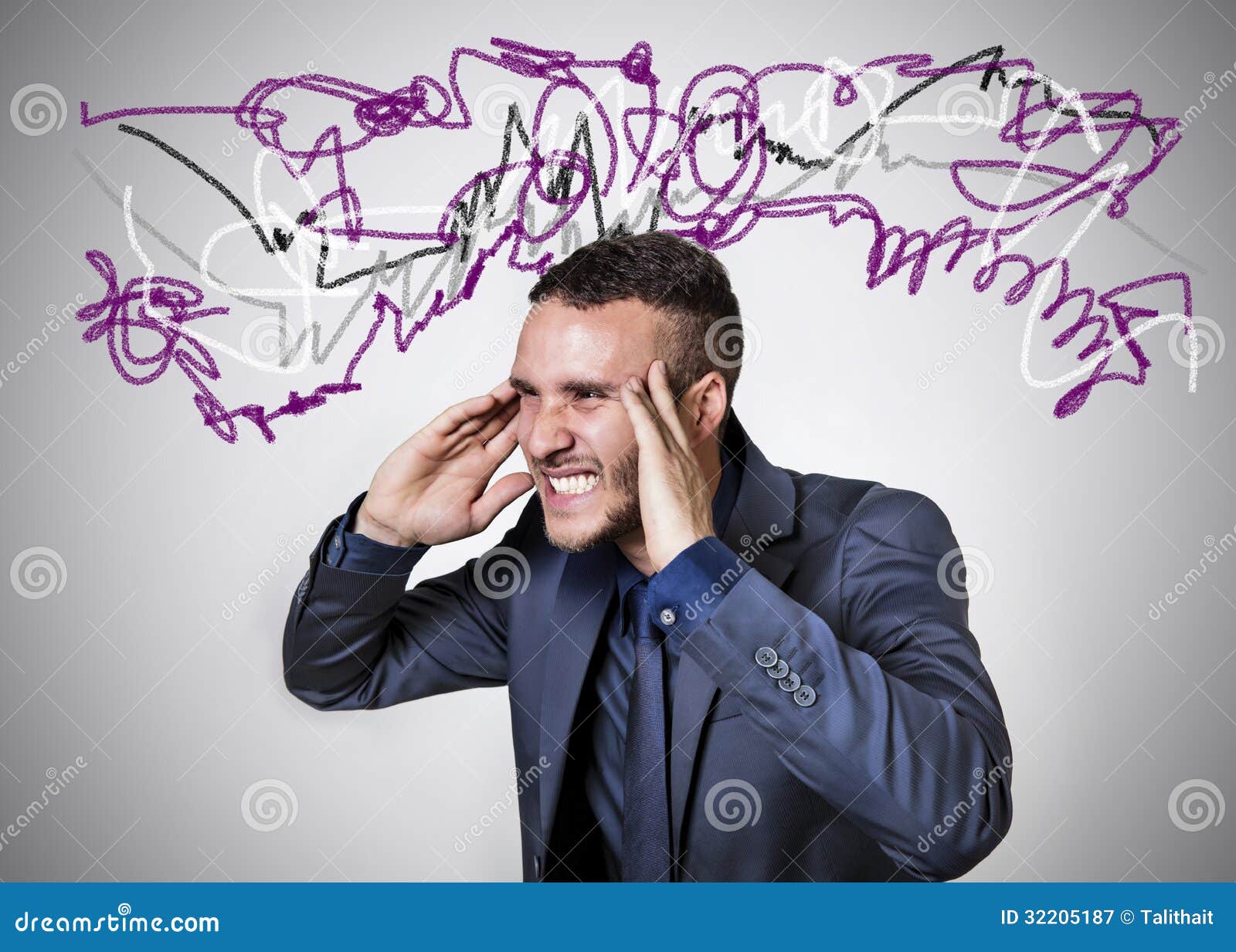 Stressed man stock image. Image of hand, concentration - 32205187