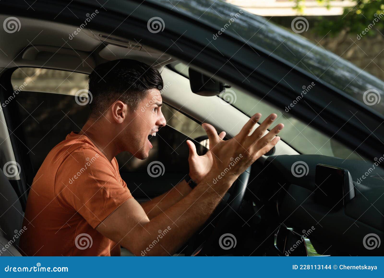 Stressed Man in Driver`s Seat of Modern Car Stock Photo - Image of ...