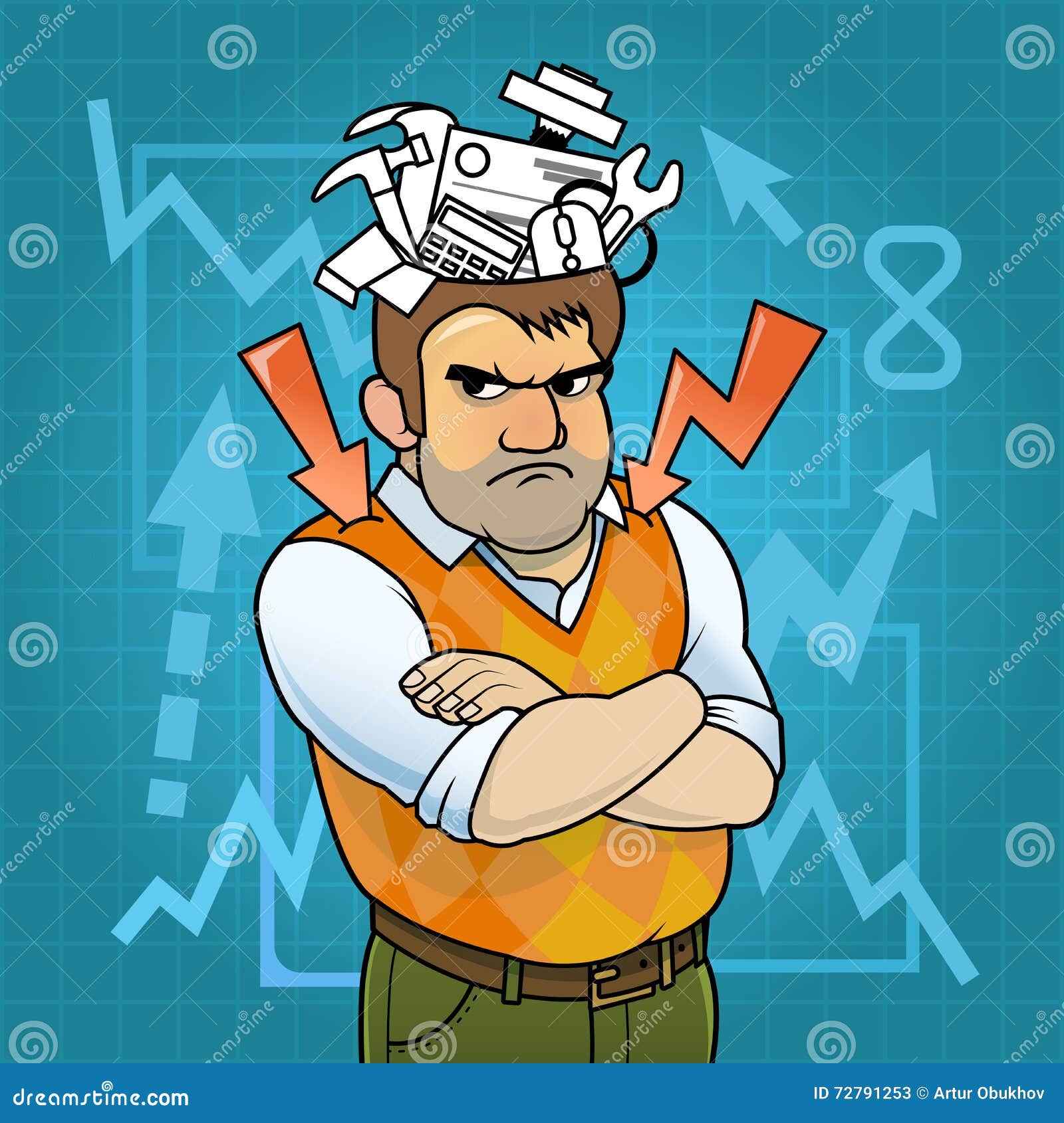 Stressed Man Got Many Problems Stock Vector - Illustration of cartoon ...