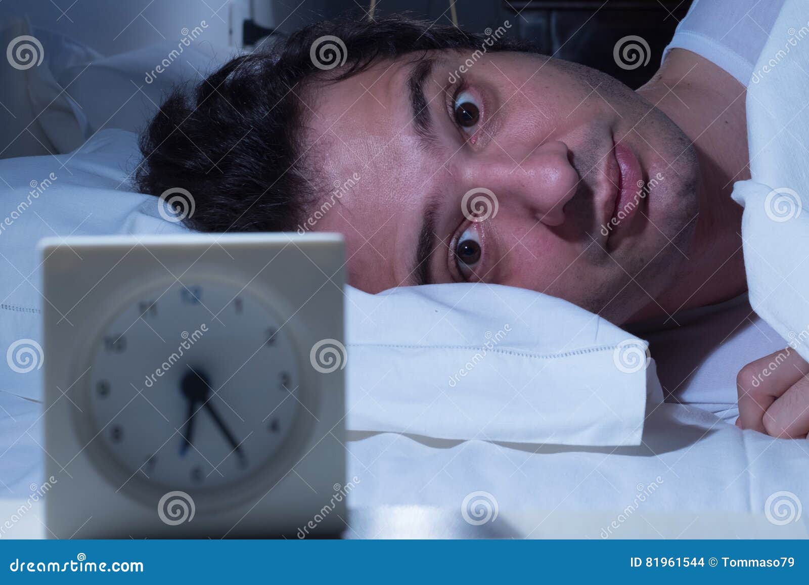 Stressed man insomnia stock photo. Image of morning, aggravated - 81961544