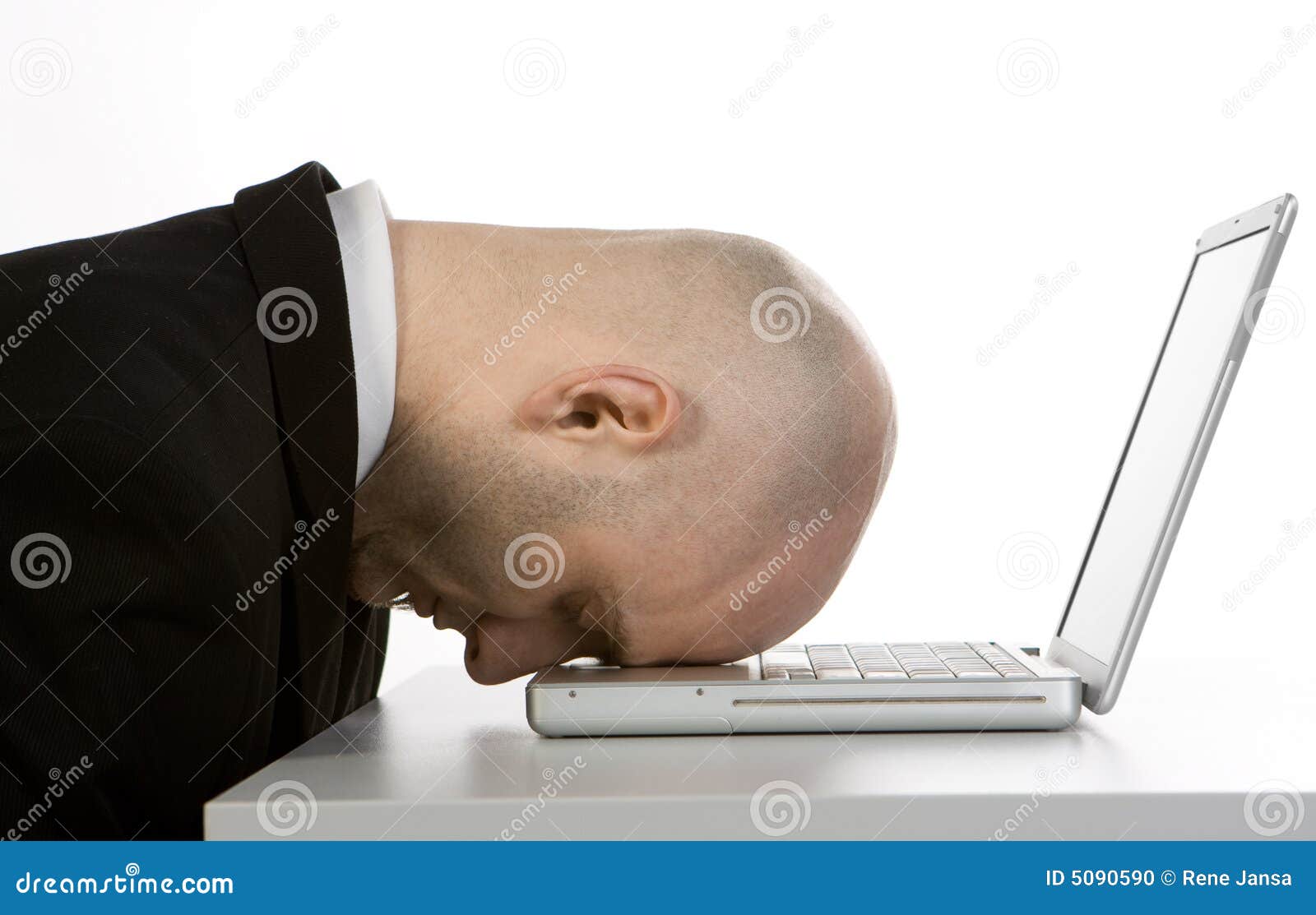 Stressed man and laptop stock photo. Image of forties - 5090590