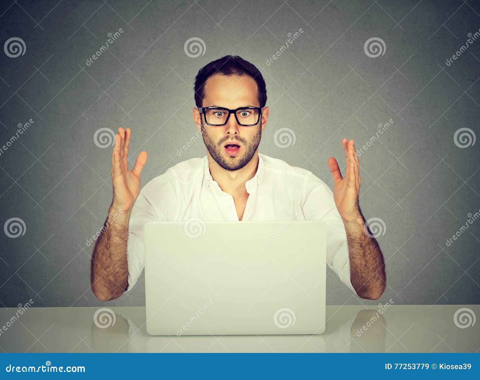 Stressed Man Looking at Laptop Computer Stock Image - Image of password ...