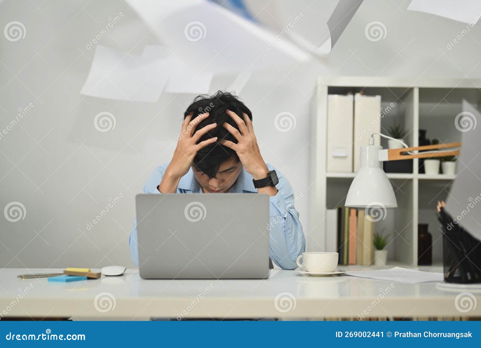 Stressed Man Office Worker Feeling Distressed Anxious with Work ...