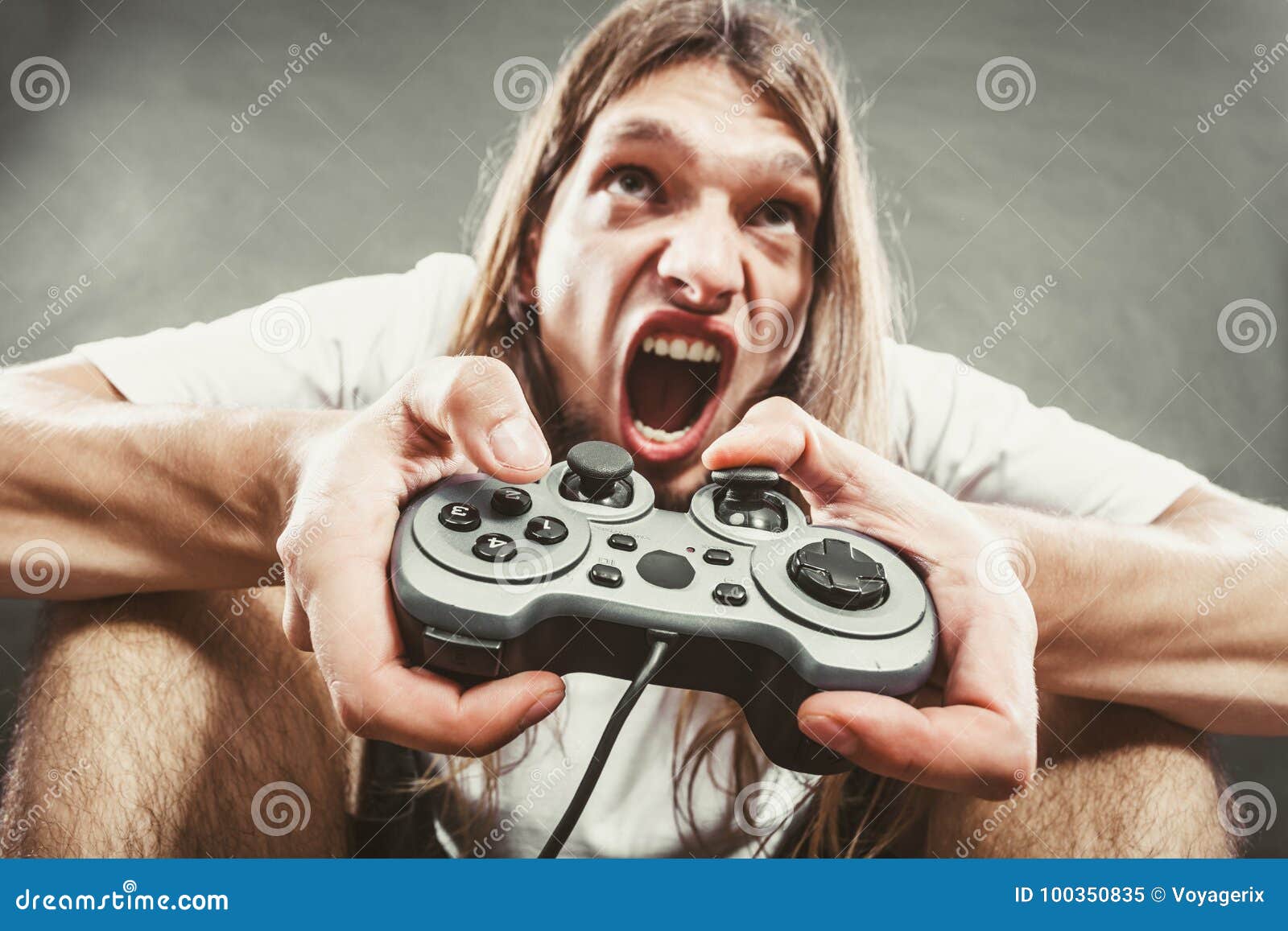 Stressed Man Playing on Pad Stock Image - Image of overreact, player ...