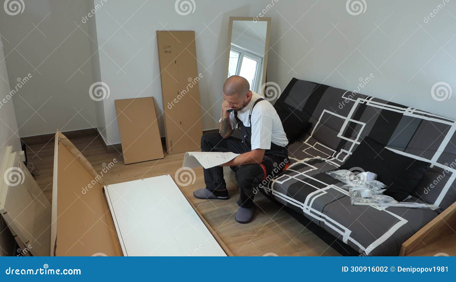 Video about a Stressed Man and the Problem of Assembling Furniture with ...