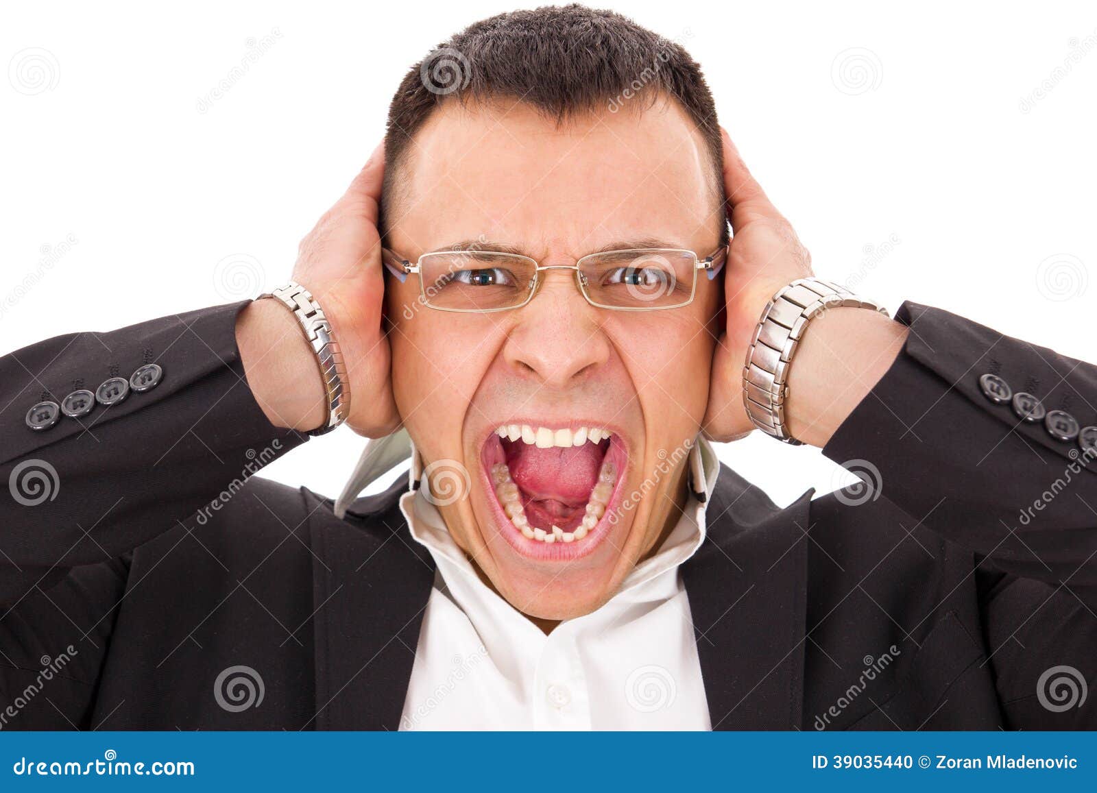 Stressed Man Screaming Holding His Head Stock Photo - Image of handsome ...