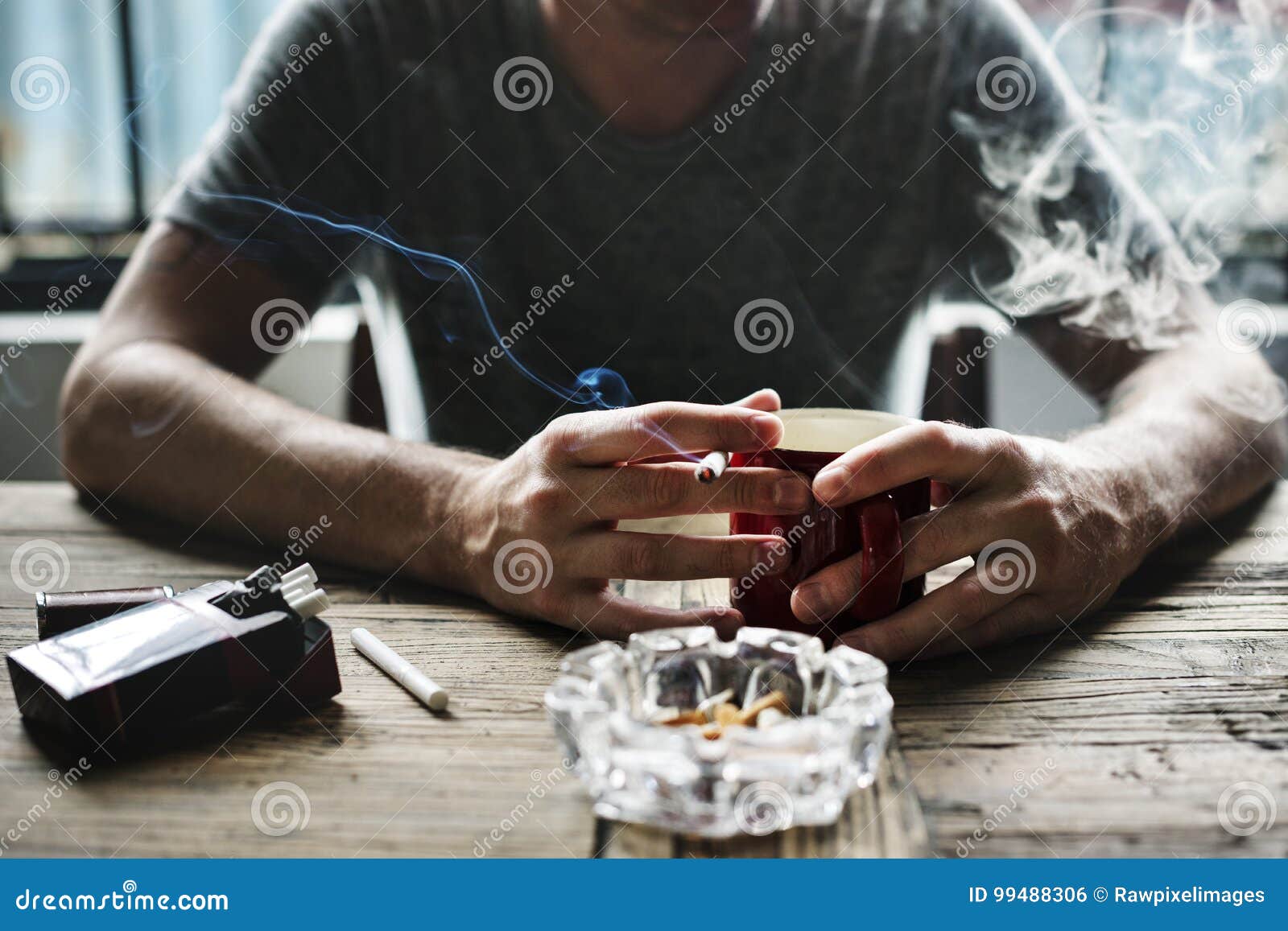 A Stressed Man is Smoking a Cigarette Stock Photo - Image of stressed ...