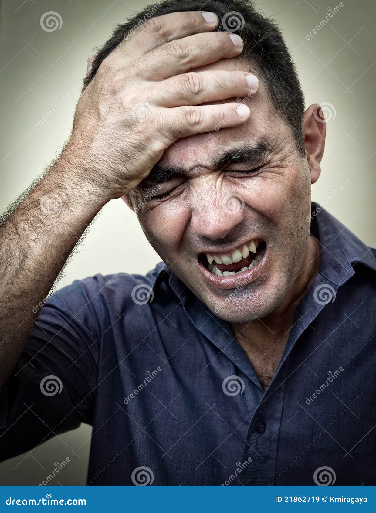 Stressed Man with a Strong Headache Stock Image - Image of expression ...