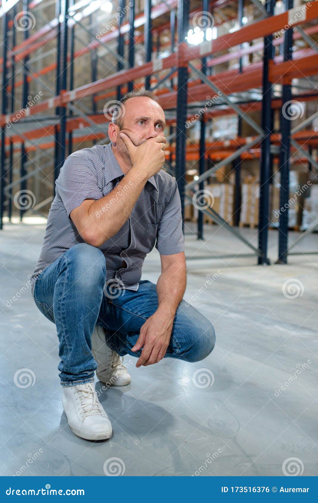 Stressed man at work stock photo. Image of bluecollar - 173516376