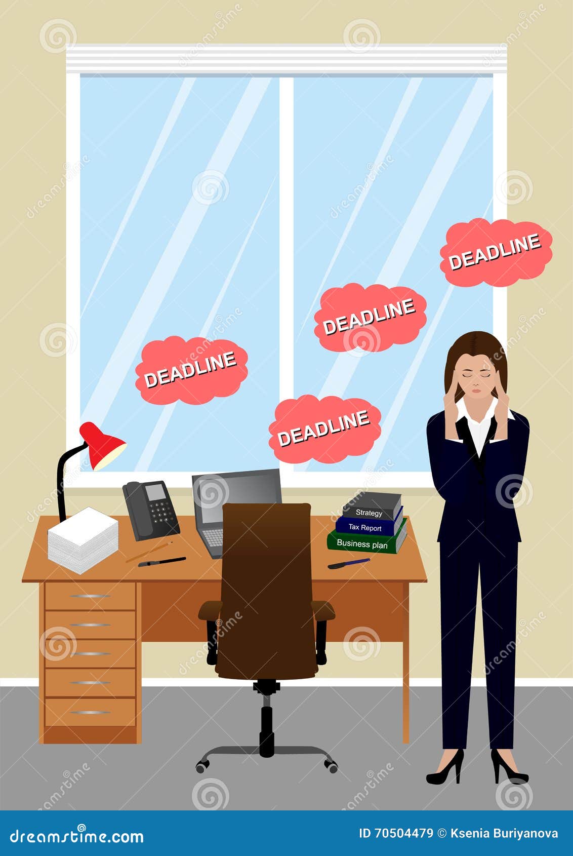 Stressed Manager at the Office Stock Vector - Illustration of book ...