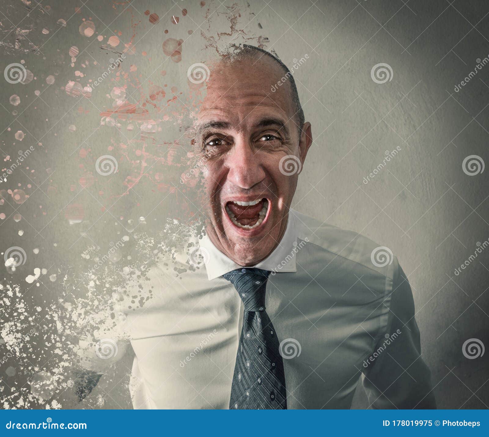 Stressed Manager Screaming Desperate Dissolve Stock Image - Image of ...