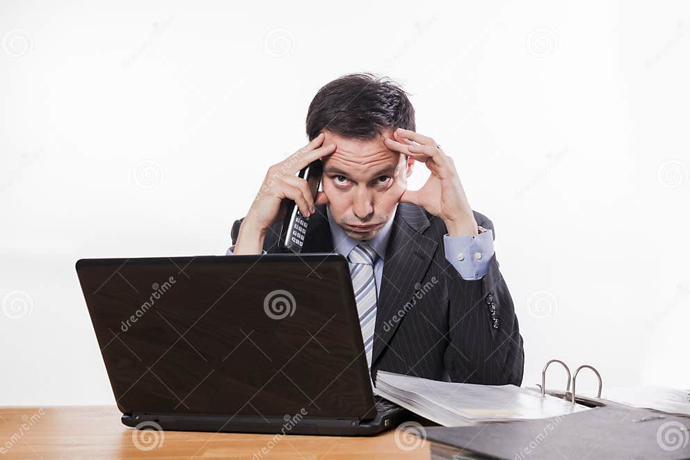 Stressed Manager Too Much Work Stock Photo - Image of desk, office ...