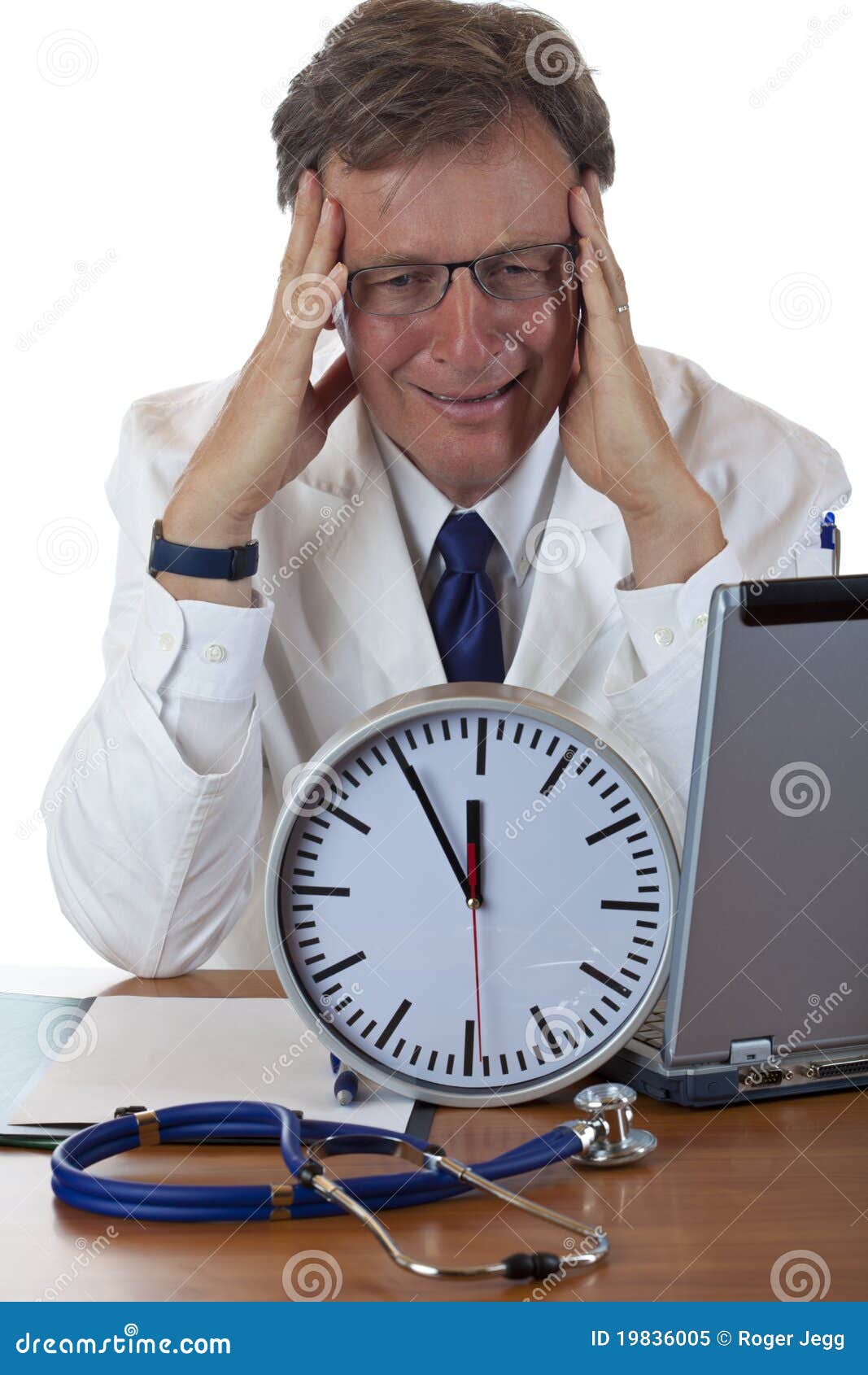 Stressed Medical Doctor Under Time Pressure Stock Image - Image of ...