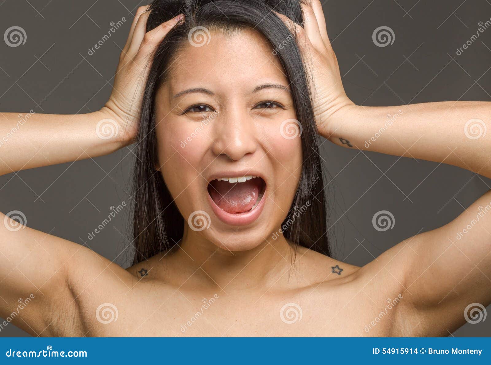 Stressed Model Pulling Hairs Stock Photo - Image of model, pulling ...