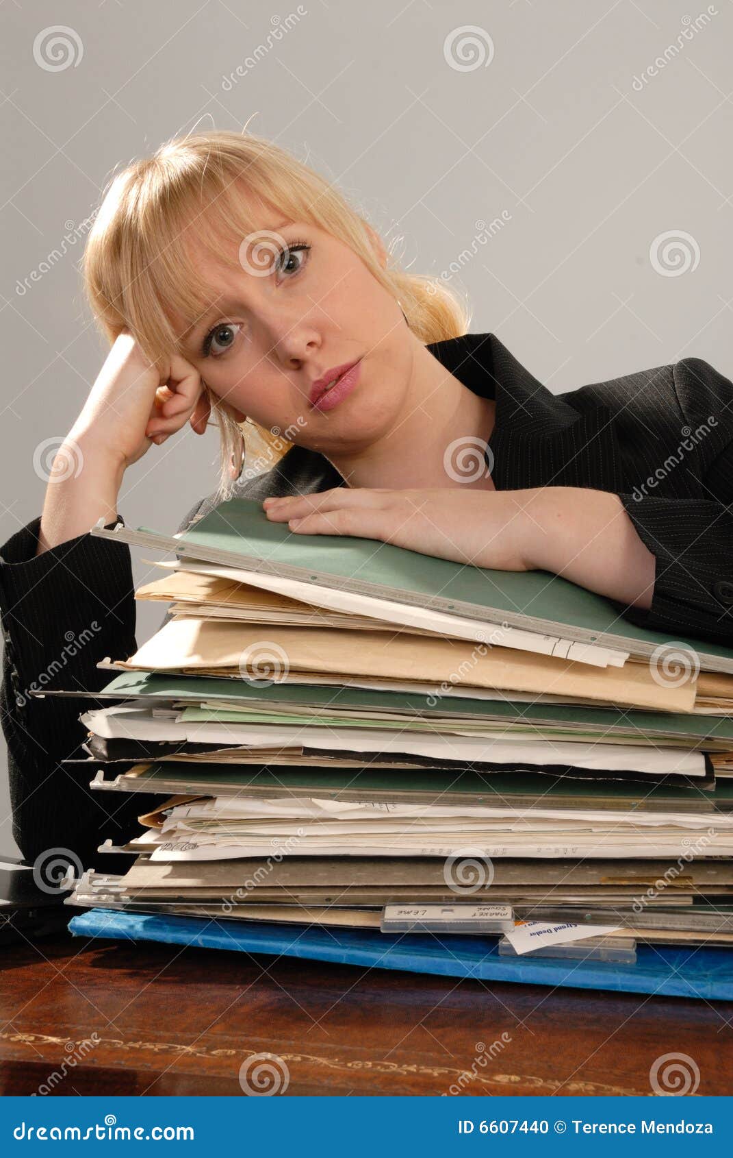 Stressed Office Executive with Stack of Paperwork Stock Photo - Image ...