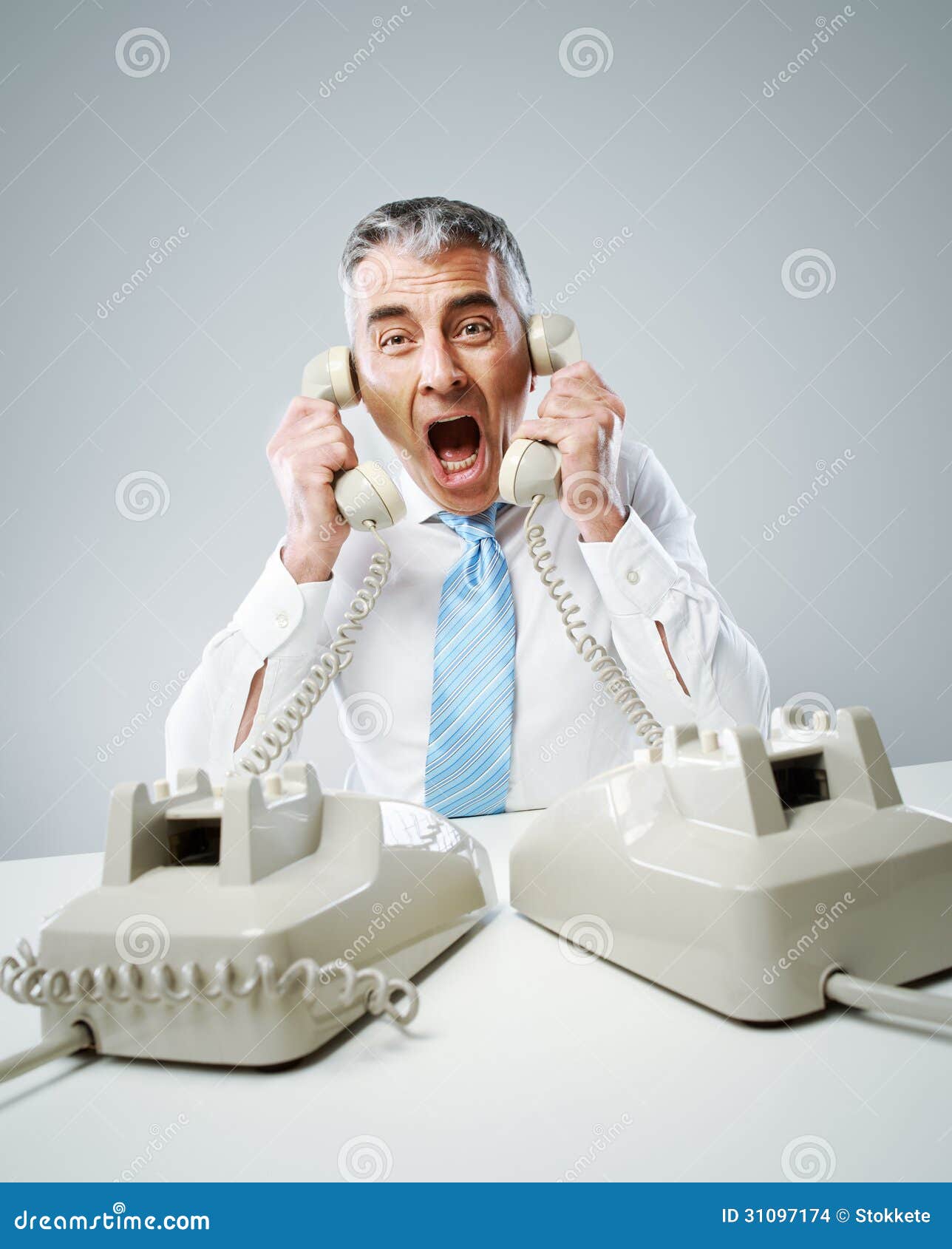 Stressed operator stock photo. Image of customer, aged - 31097174