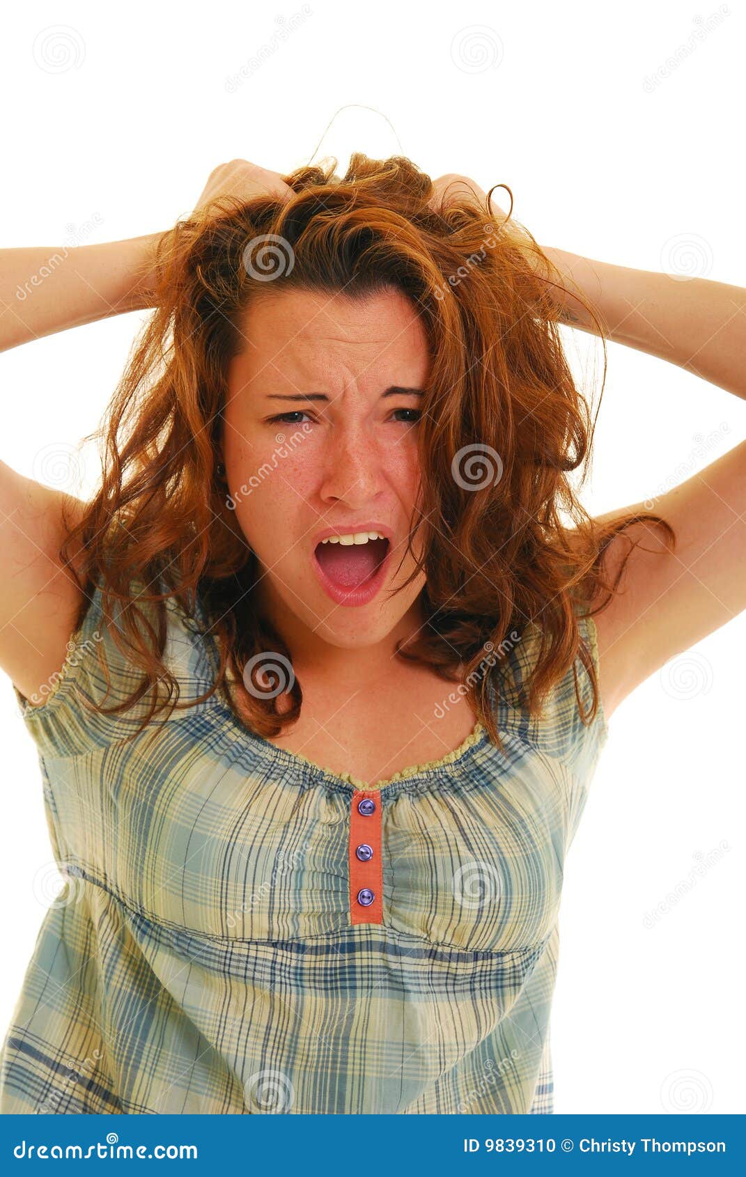 Stressed out stock photo. Image of lady, beautiful, hair - 9839310