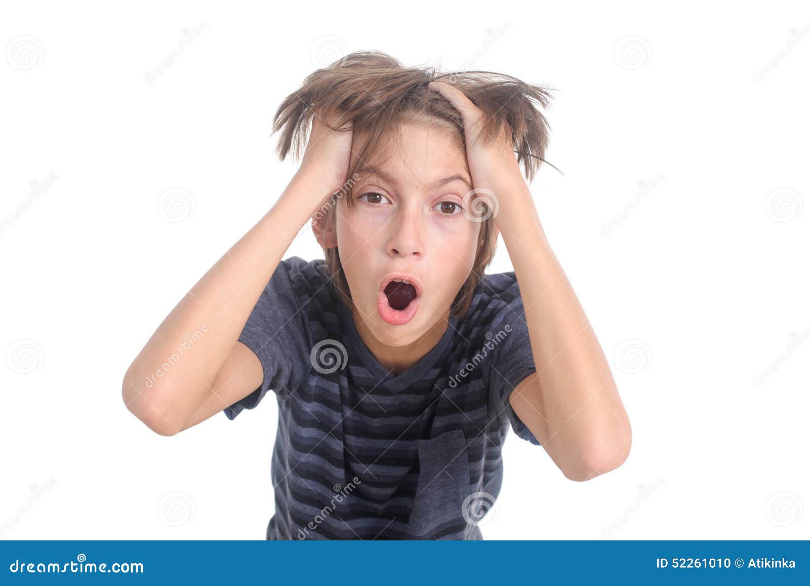 Stressed out boy stock photo. Image of studio, depression - 52261010