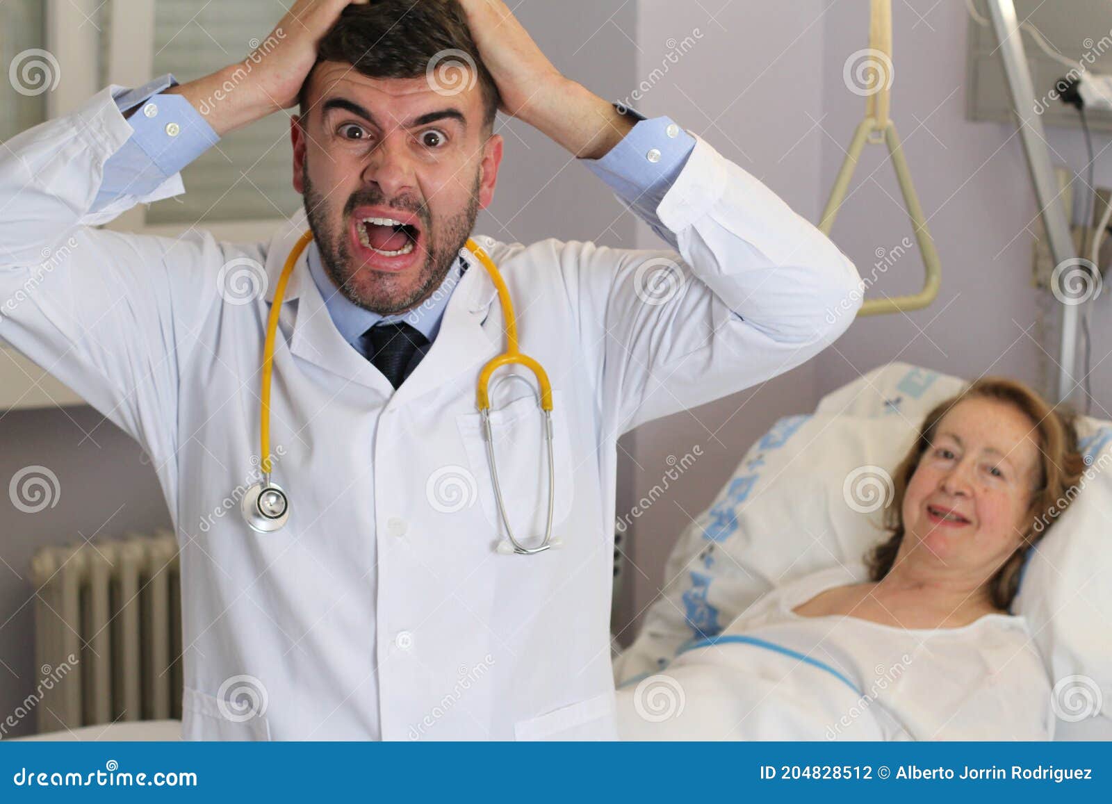 Stressed Out Doctor at Work Stock Photo - Image of intern, crazy: 204828512
