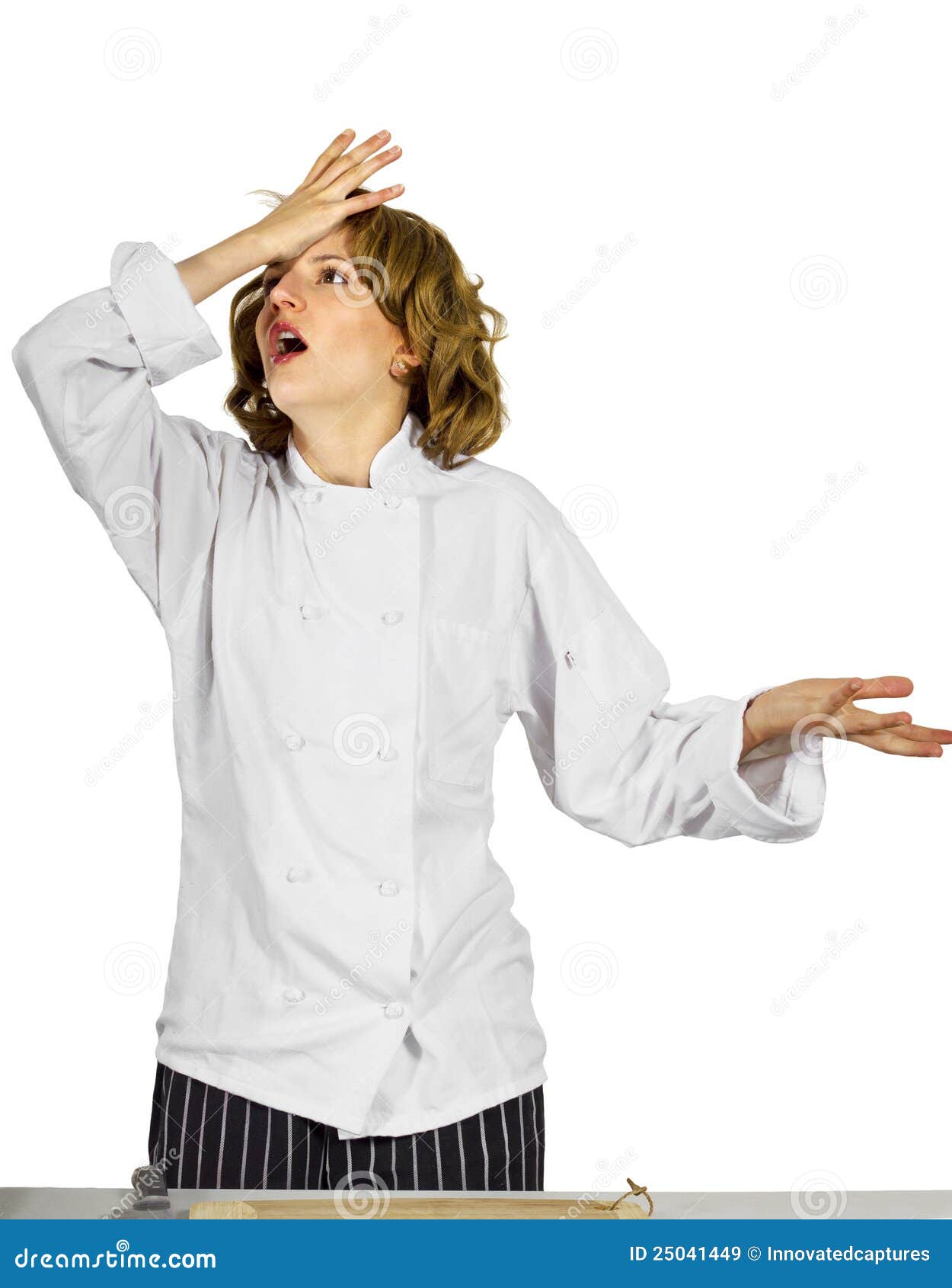 Stressed out female chef stock image. Image of kitchen - 25041449