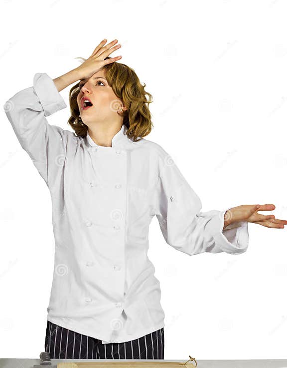 Stressed out female chef stock image. Image of kitchen - 25041449