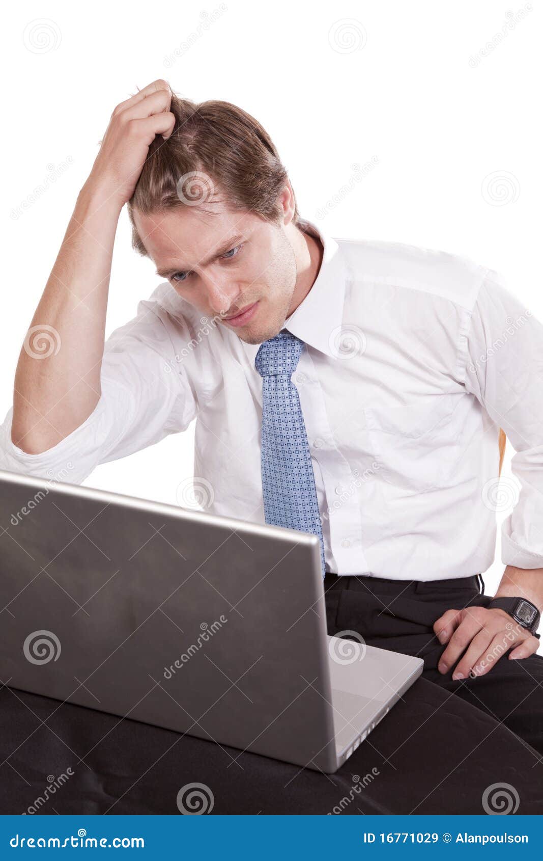 Stressed out man stock image. Image of exam, single, laptop - 16771029